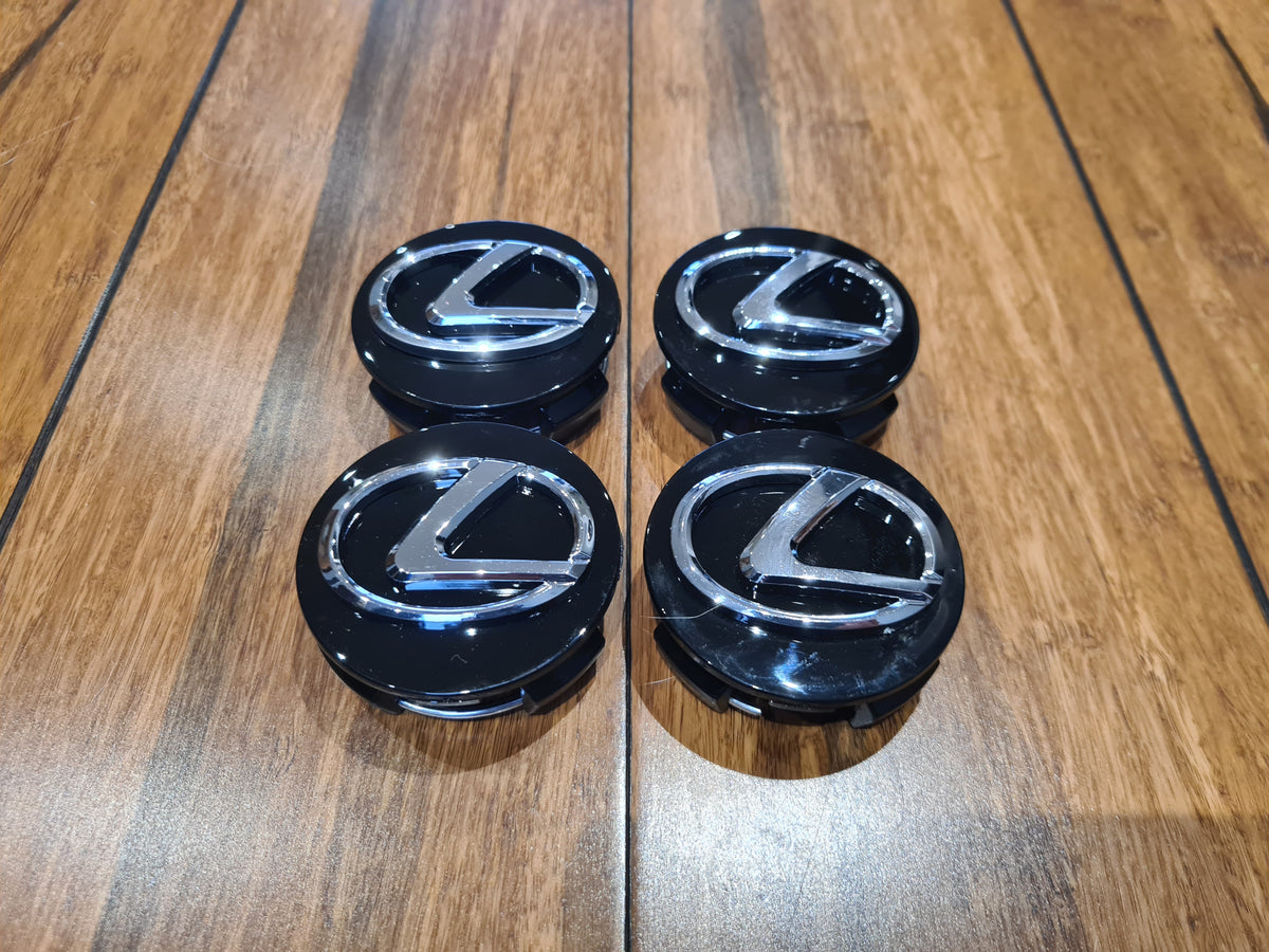 4x Alloy Wheel Centre caps for Lexus Black/Chrome 62mm – Caps Direct