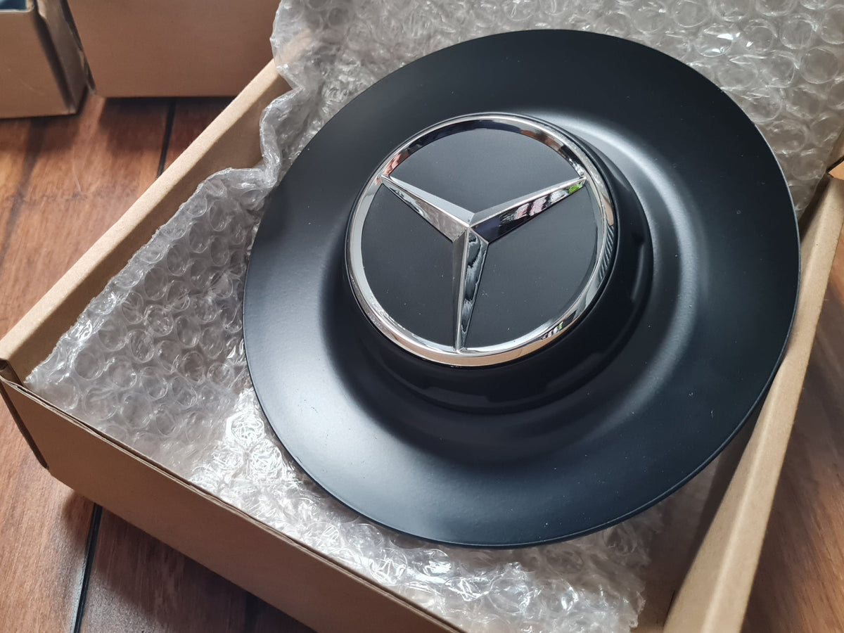 4x Alloy Wheel Centre caps for Mercedes AMG C63/GLC63 Black/Chrome A00 ...