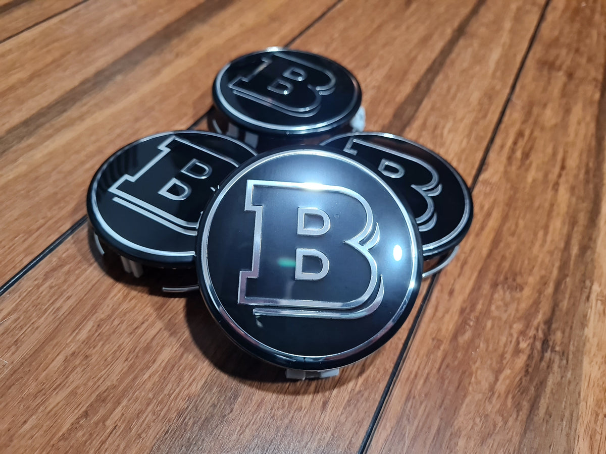4x Alloy Wheel Centre caps for Mercedes Bentley Black/Chrome 75mm ...