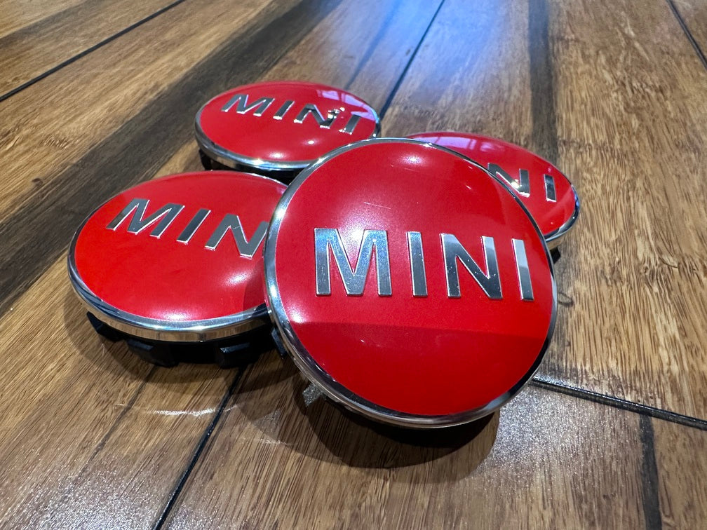 4x Alloy Wheel Centre caps for Mini Cooper F56 Red 56mm – Caps Direct