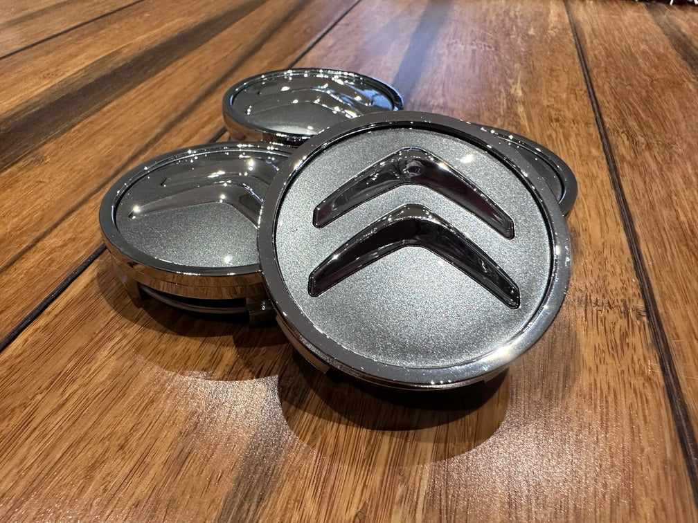 4x Alloy Wheel Centre caps for Citroen DS3 Grey/Chrome 60mm. – Caps Direct