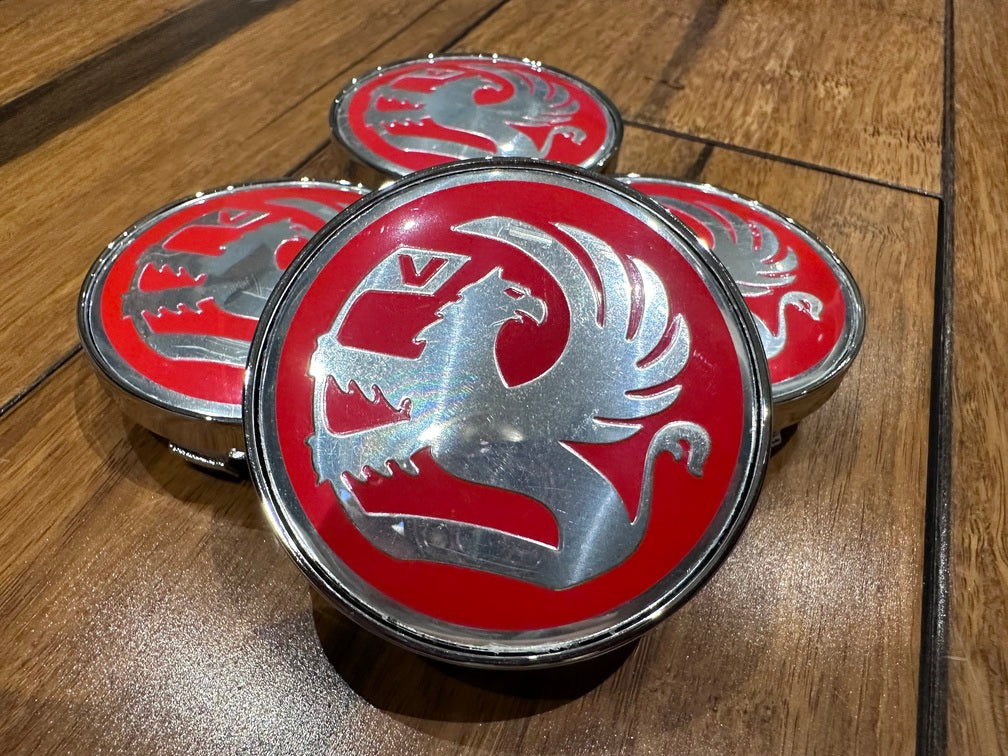 4x Alloy Wheel Red Vauxhall Centre Caps with 60mm diameter – Caps Direct