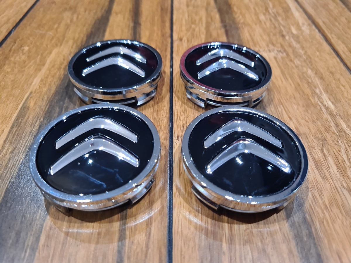 4x Alloy Wheel Centre caps for Citroen DS3 Black/Chrome 60mm – Caps Direct